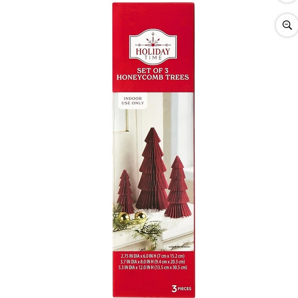 Holiday Time | Holiday | New Set Of 3 Red Honeycomb Paper Trees Indoor ...